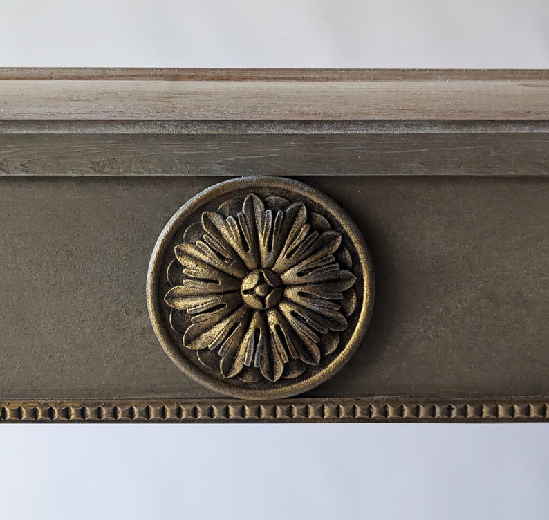 Le Rustique Green Gray Console Table With Aged Finish, Fluted Legs ...