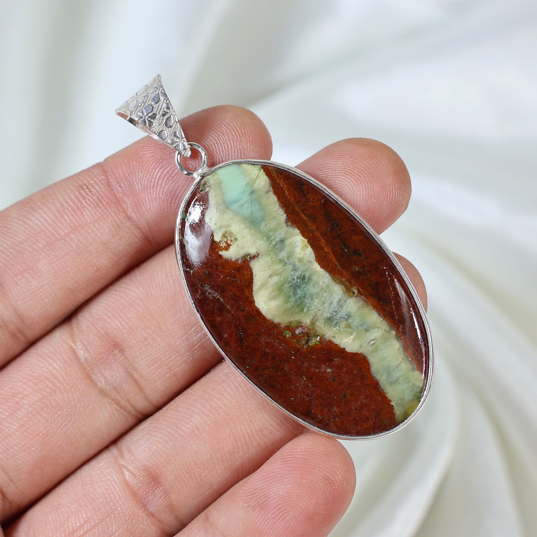 Natural Chrysoprase Pendant, Bezel Pendant, 925 Sterling Silver Pendant ...