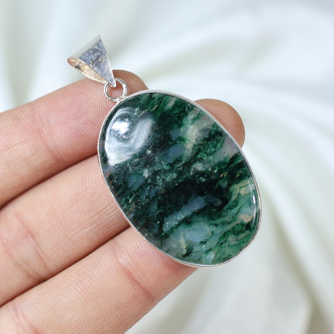 Green Aventurine Pendant, Solid Silver Pendant Jewelry, Bezel Pendant ...