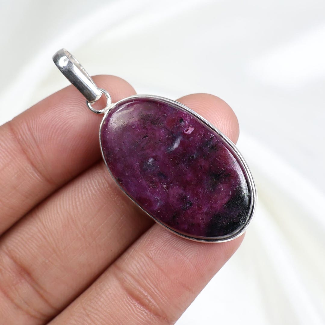 Purple Ruby Zoisite Pendant 925 Sterling Silver Pendant Narrow Bails ...