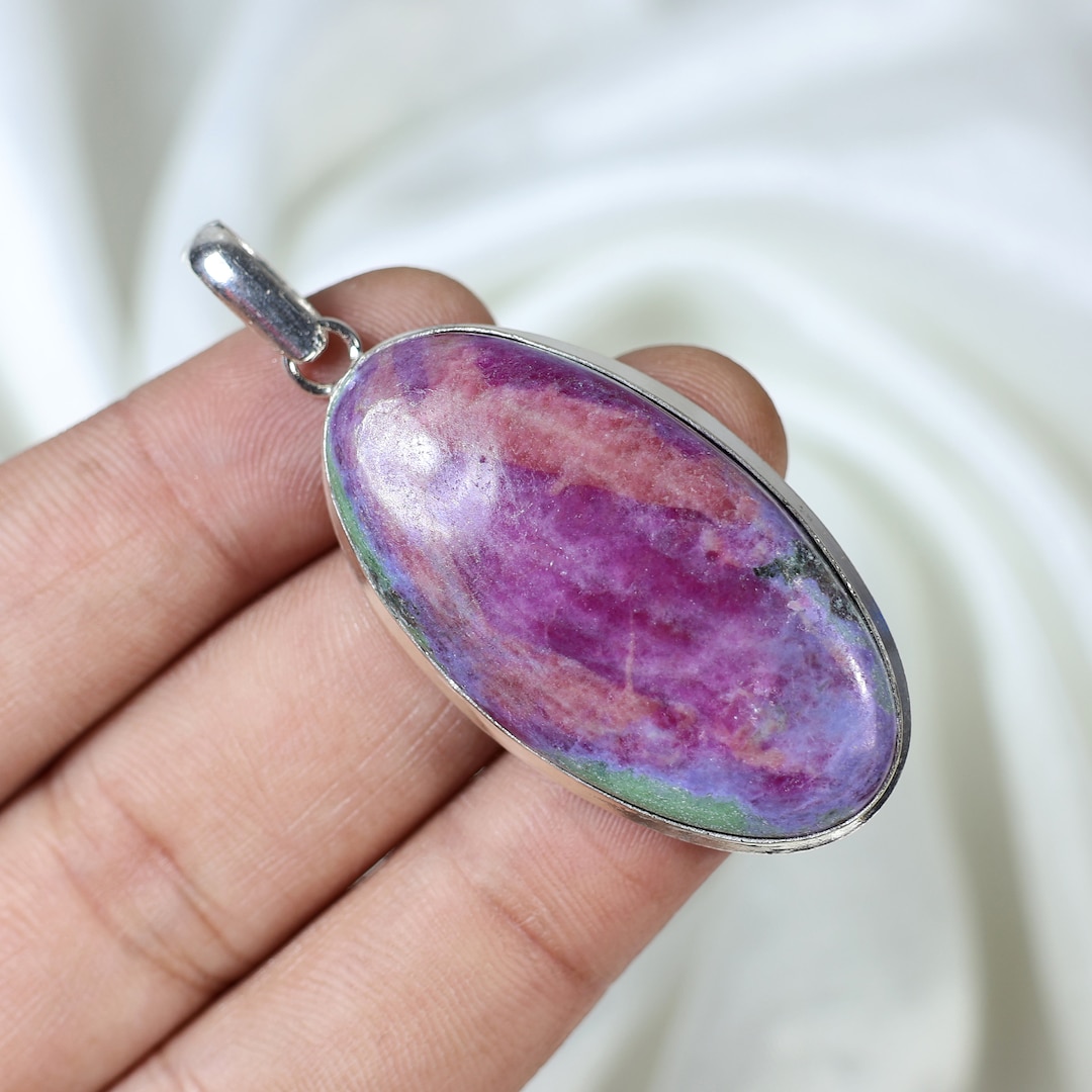 Natural Pink Zoisite Pendant 925 Solid Silver Pendant Bezel - Etsy