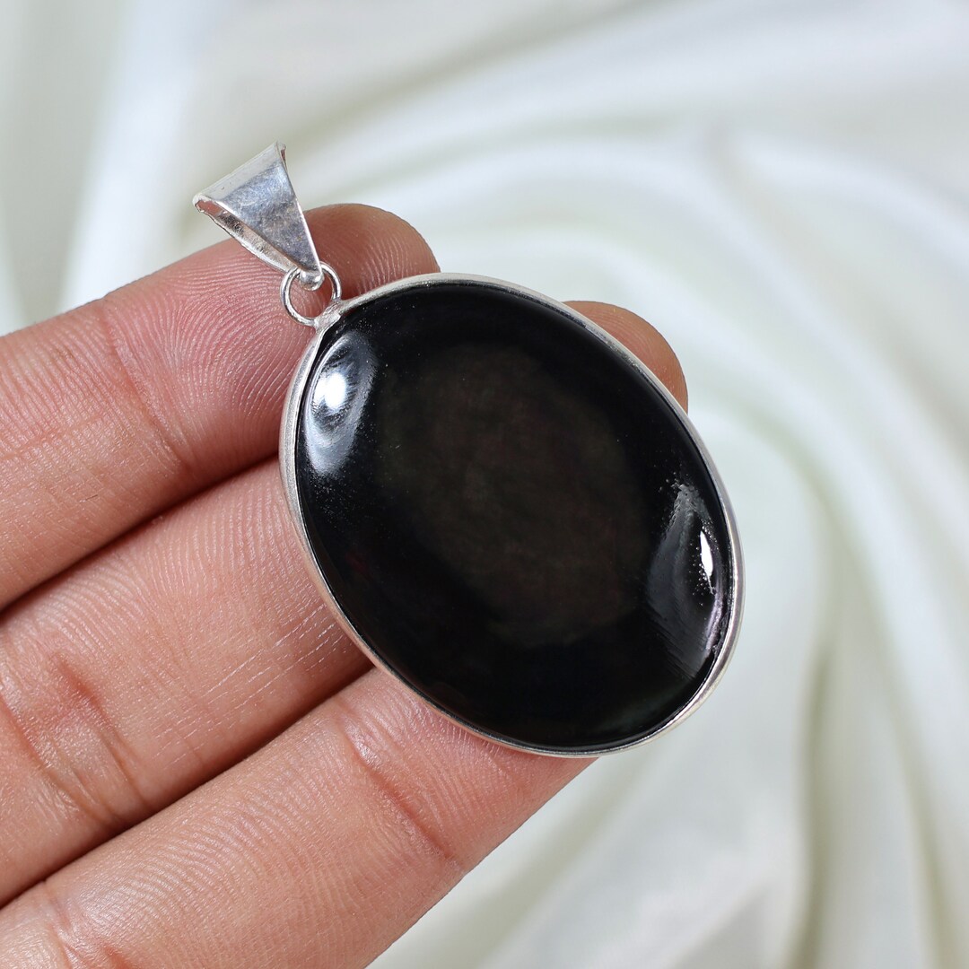 Amazing Rainbow Obsidian Cabochon Pendant, 925 Sterling Silver Pendant ...