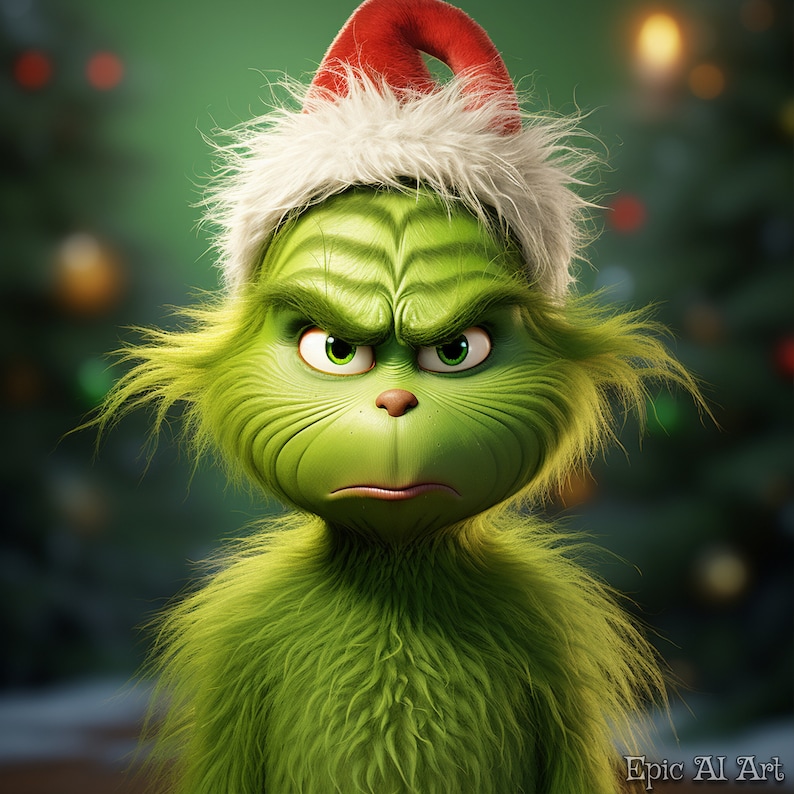 Grumpy Baby Grinch, PRINTABLE, Wall Art, Digital Art, AI Art, Digital ...