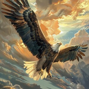 Soaring Eagle Art Majestic Bird Print, Powerful Wildlife Decor ...