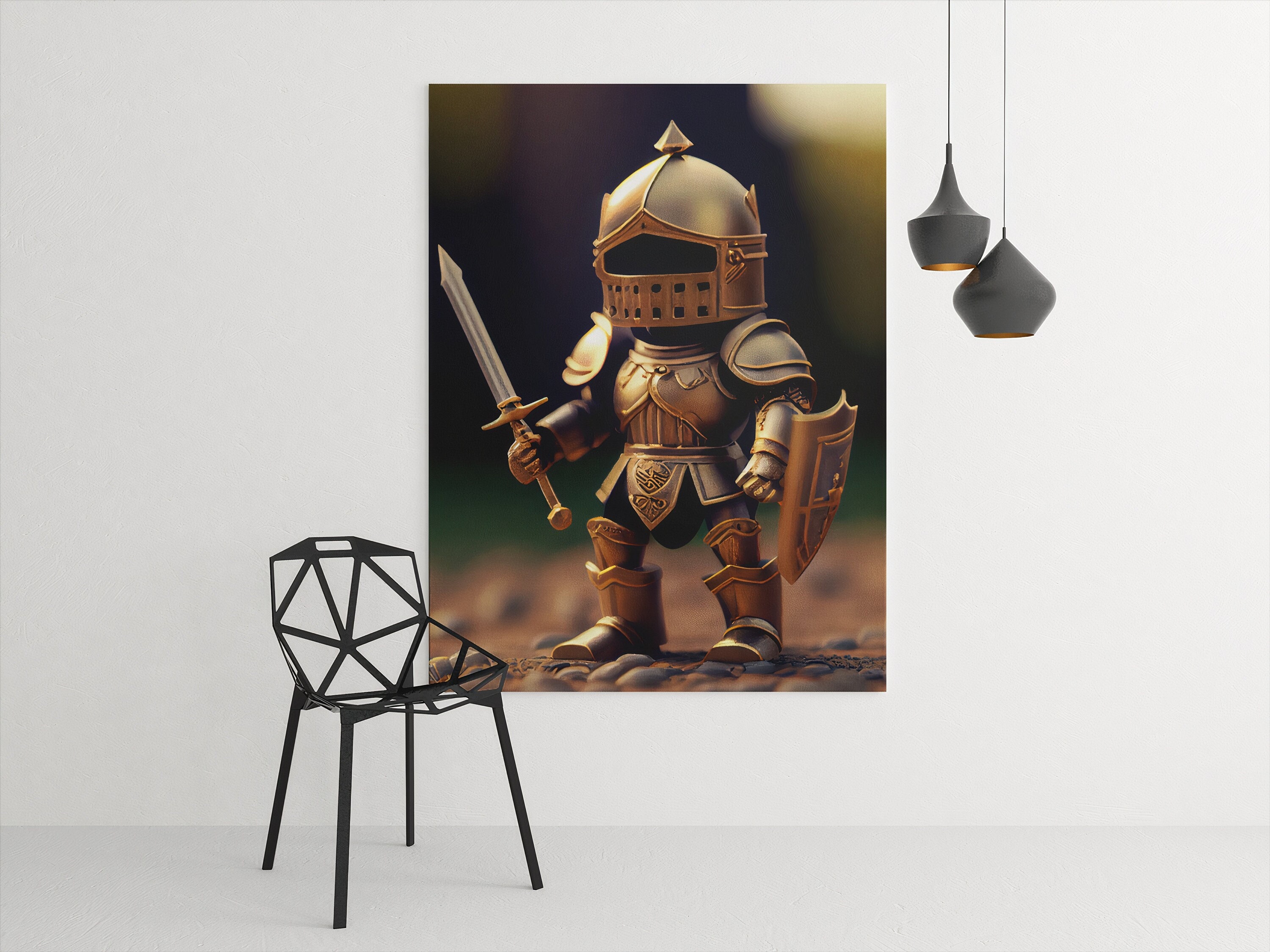 Miniature Knight in Gold Armor Wall Art AI Generated Art - Etsy