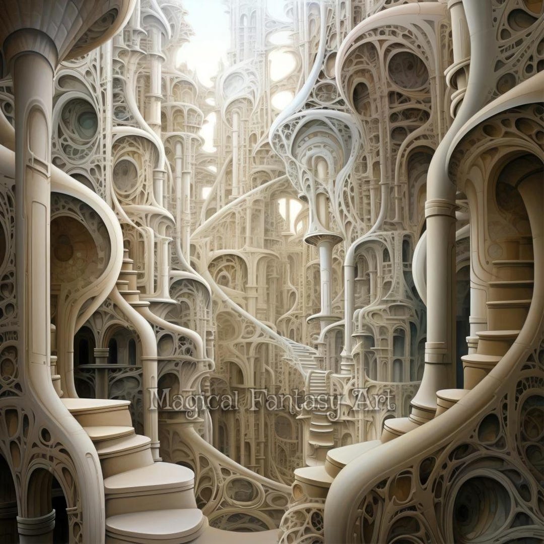 Surreal Architectural Fantasy – Printable Digital Download, Intricate ...