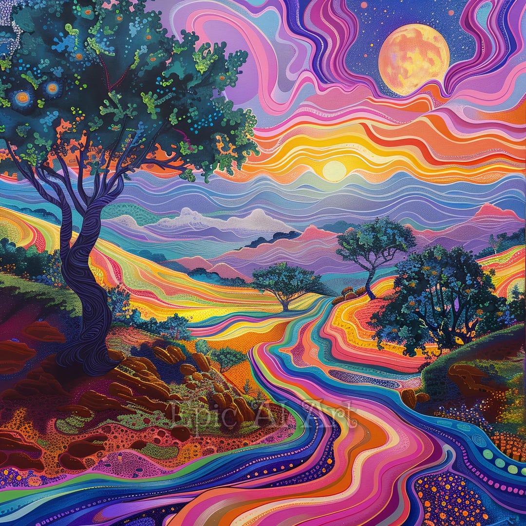 Psychedelic Landscape Art – Digital Download, Vibrant Trippy Nature ...