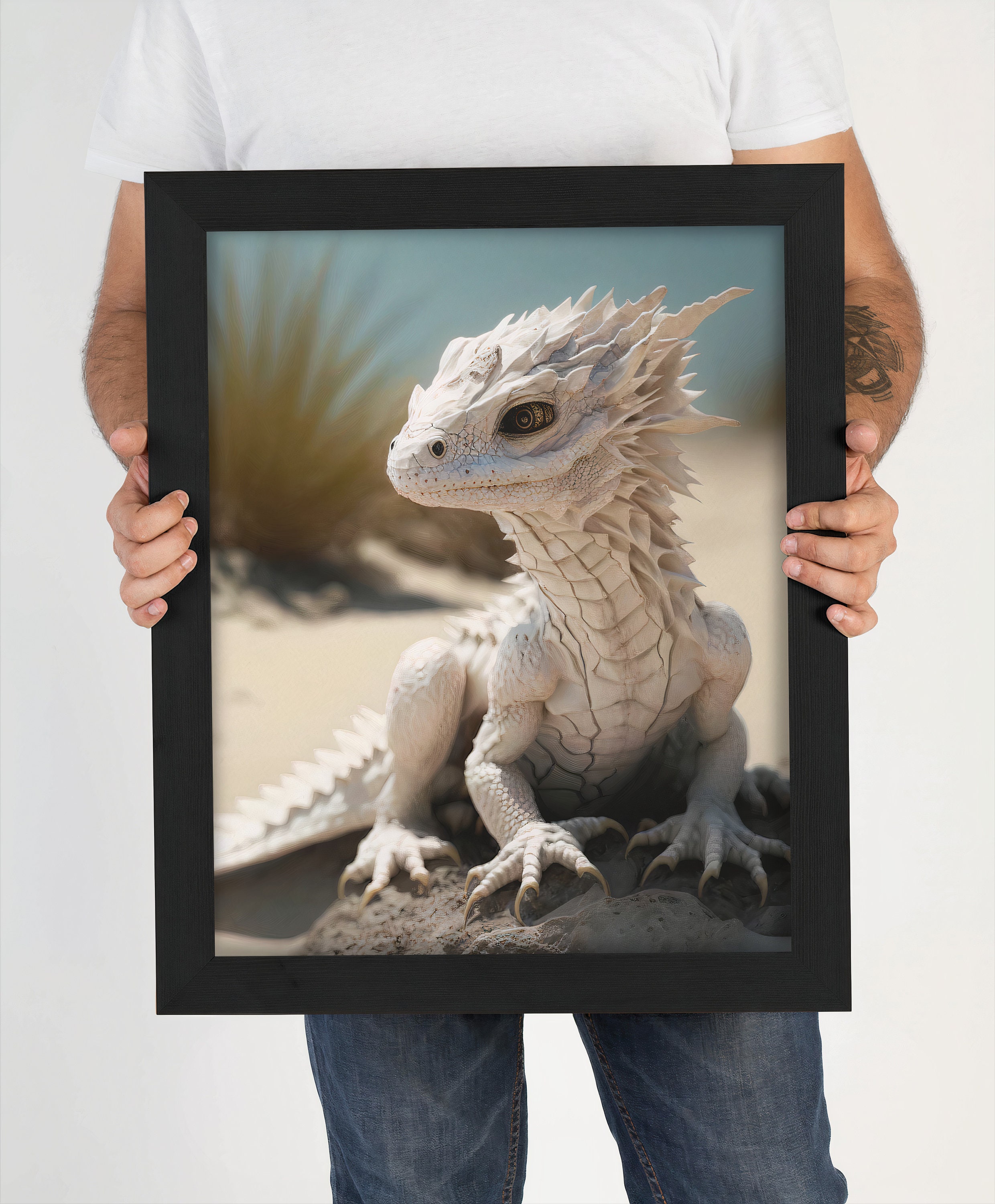 A Perfect White Dragonling Printable Aiart Digital - Etsy
