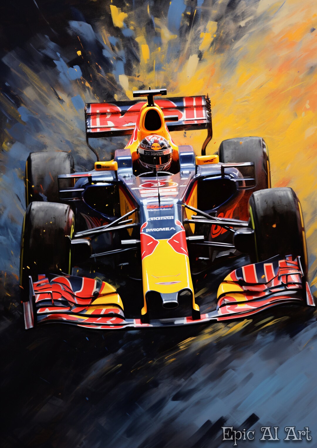 Epic Formula 1 Racing Art Print Dynamic Speed Racer Poster, Vibrant ...