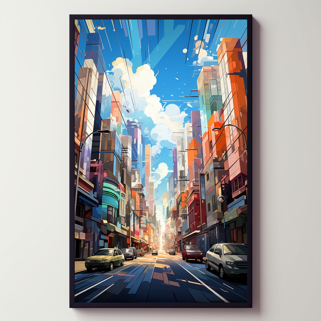 Unique City Art Vibrant Colors Printable Aiart Digital - Etsy