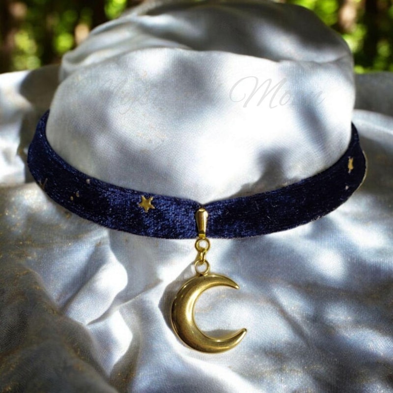 Velvet Choker Crescent Moon - Etsy