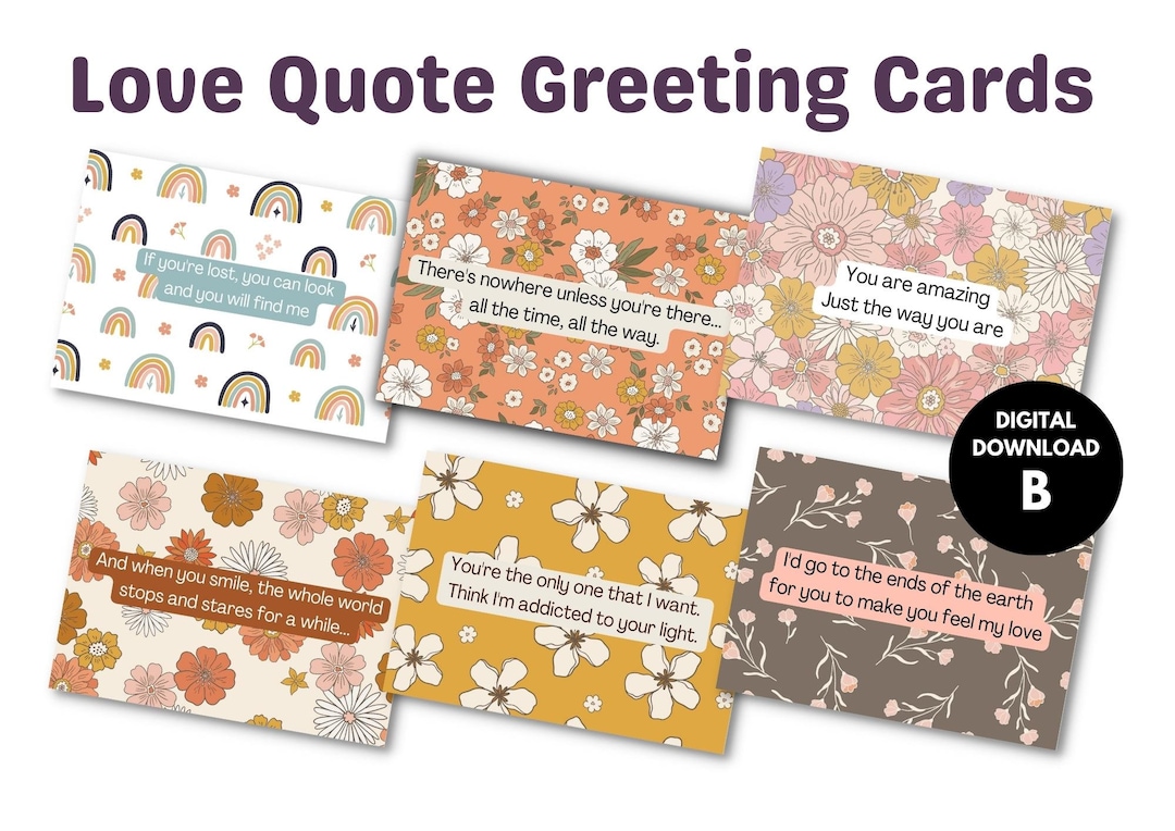 Love Quote Greeting Cards, Printable Greeting Card, Downloadable ...