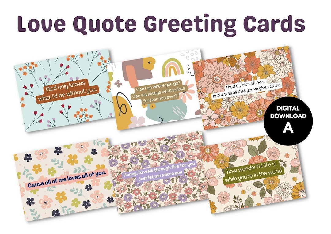 Love Quote Greeting Cards, Printable Greeting Card, Downloadable ...