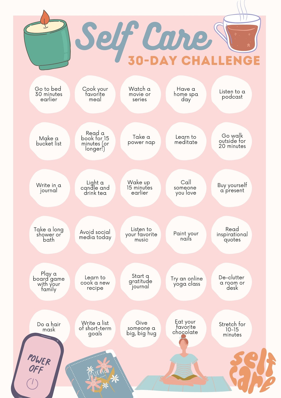 30 Days Self Care Challenge Digital File - Etsy