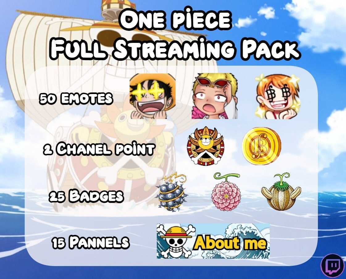 Emote Luffy One piece Mega Pack Start Stream Twitch Panel - Etsy France