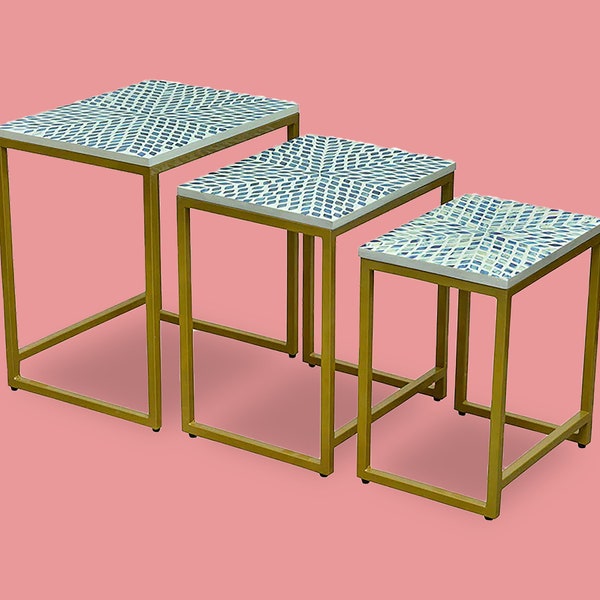 Bone Inlay Nesting Coffee Table - Etsy