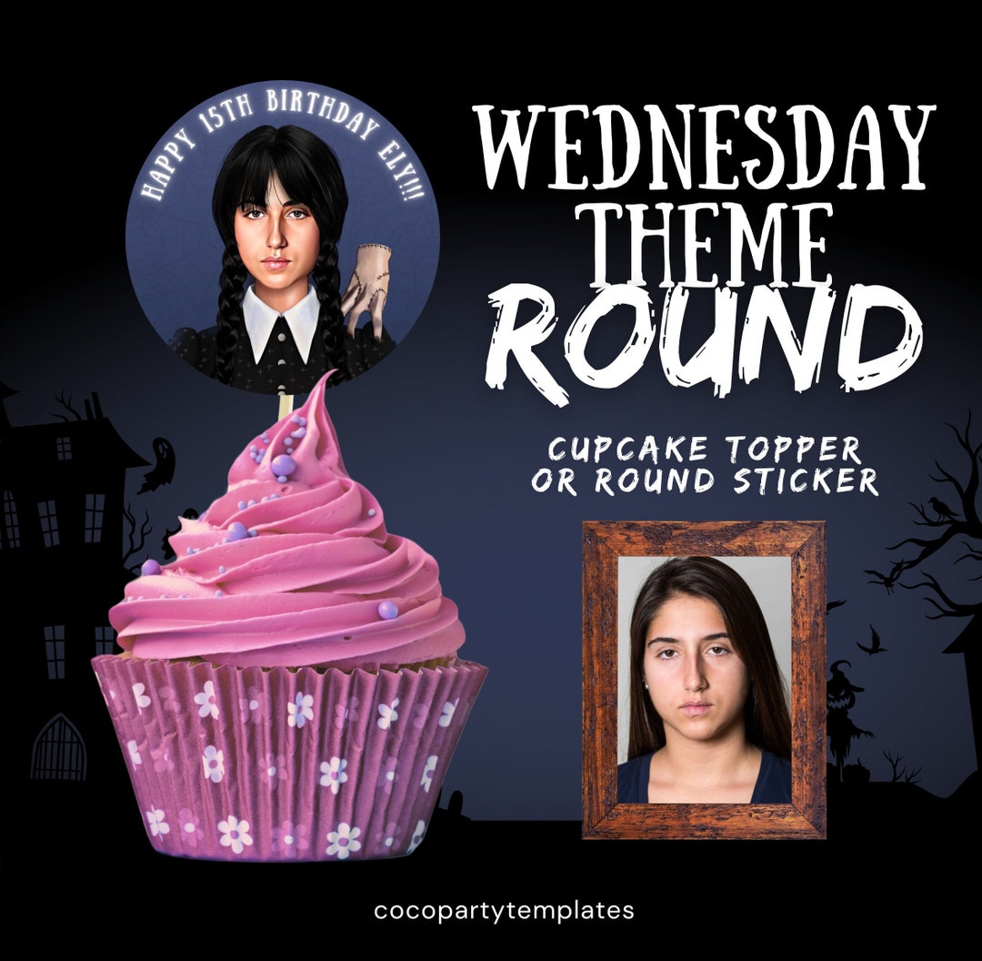 Printable Wednesday Addams Cake Toppers, Wednesday Cupcake Toppers ...