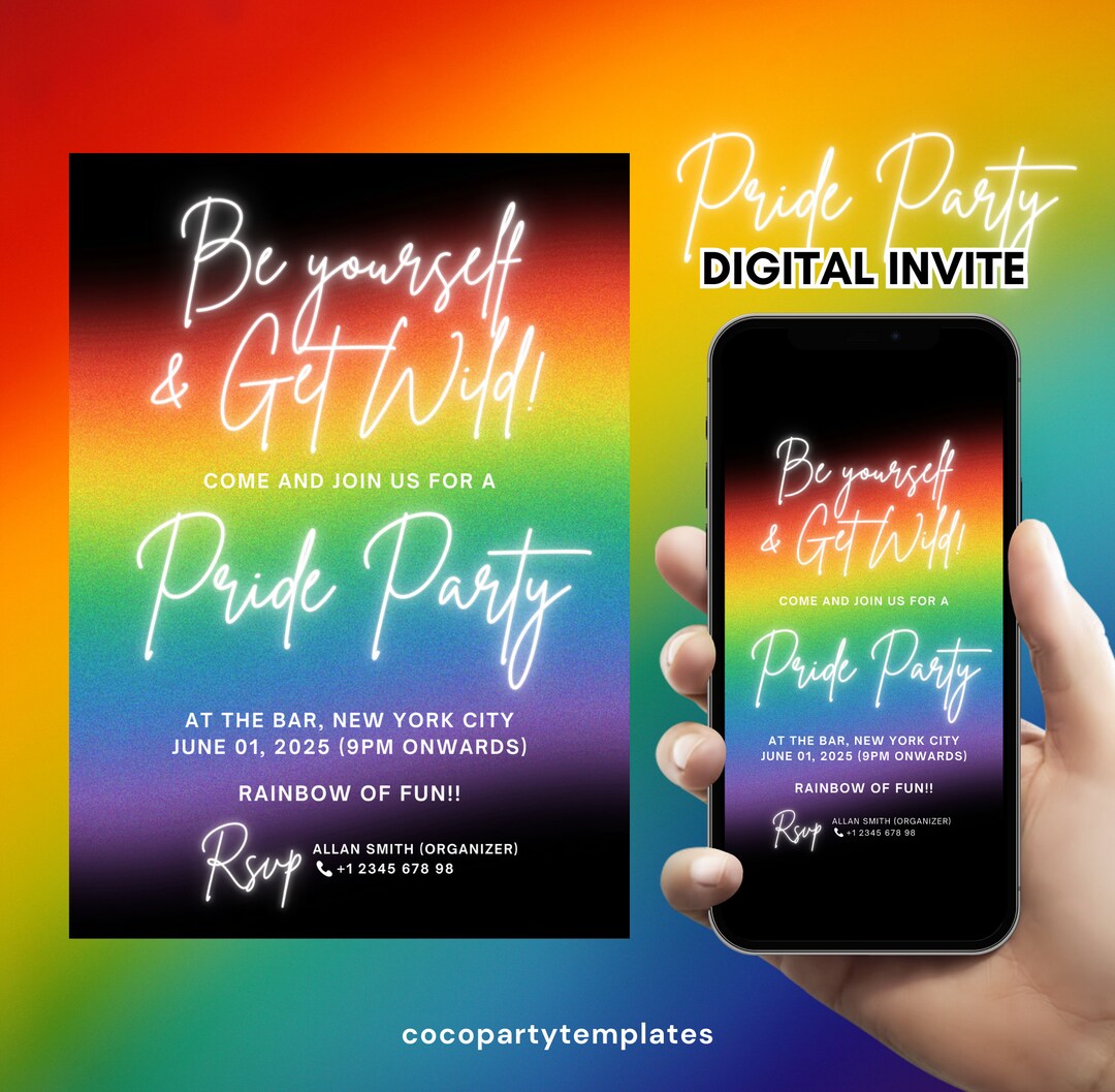 Pride Invitation, Pride Invite, Pride Party, Pride Celebration, LGBTQ ...