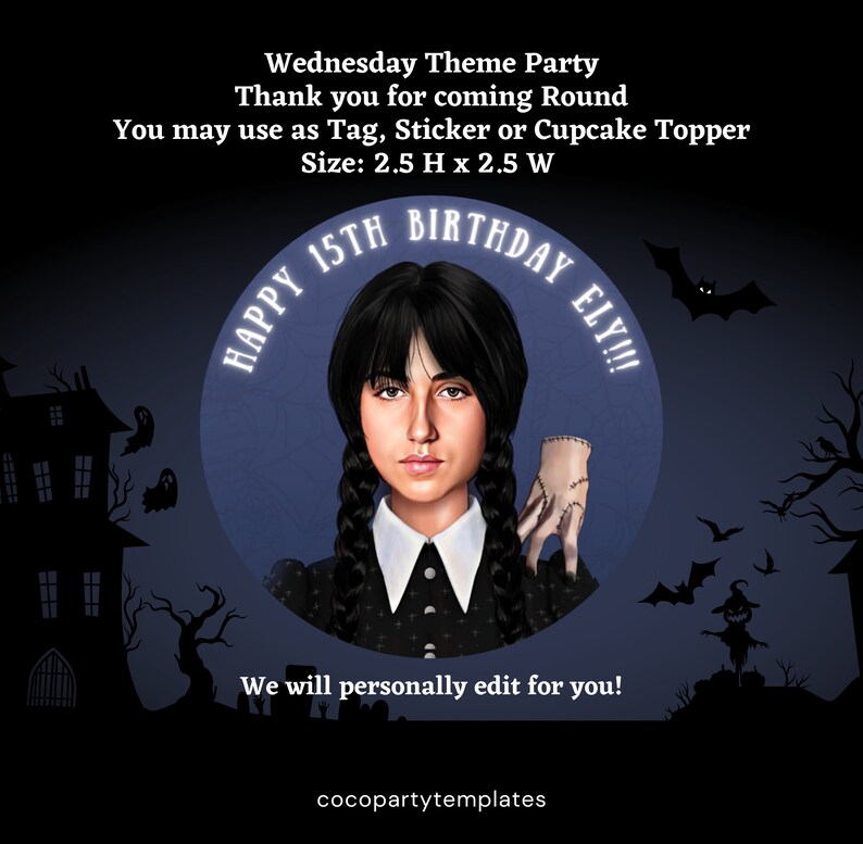 Printable Wednesday Addams Cake Toppers, Wednesday Cupcake Toppers ...