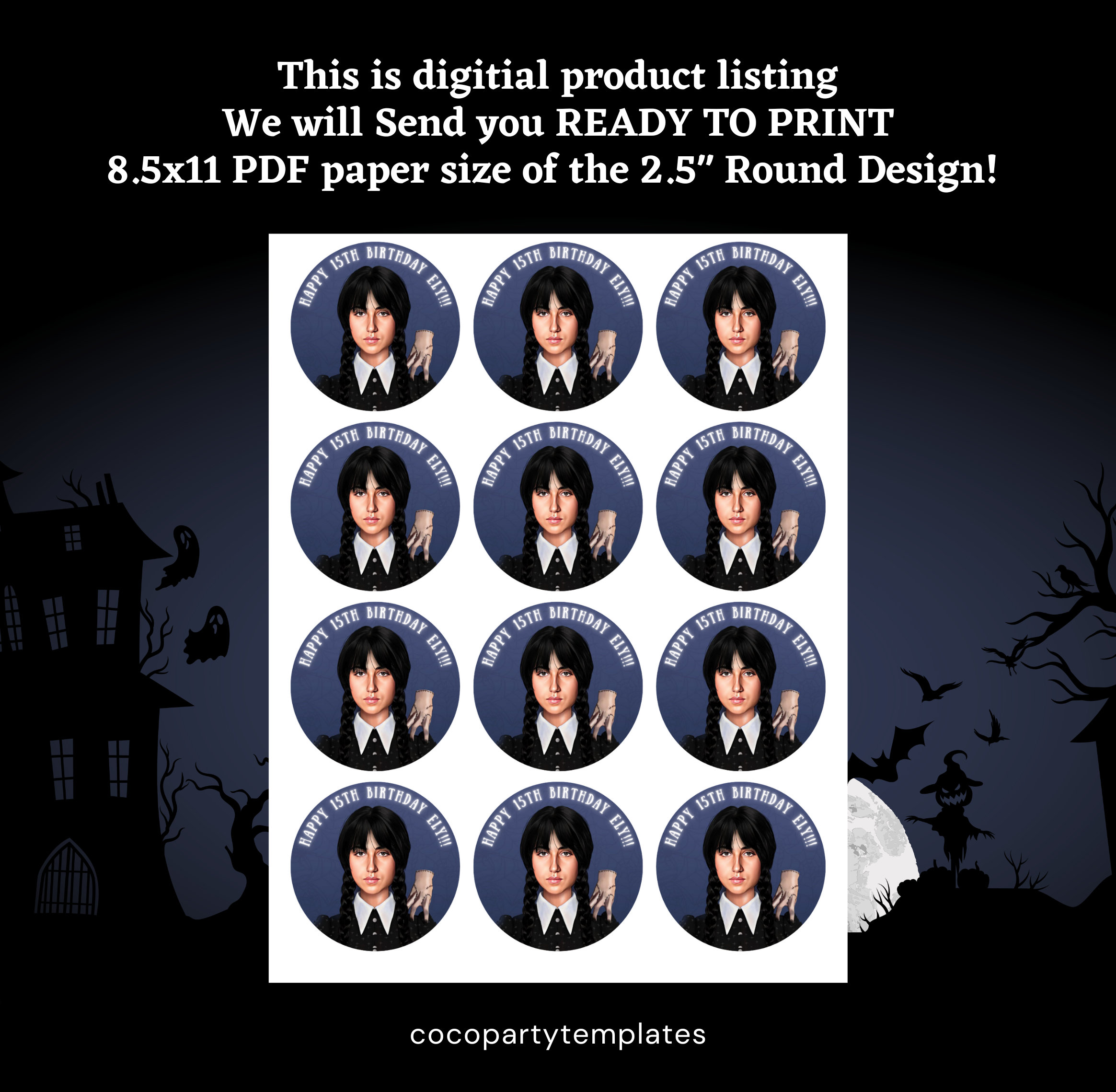 Printable Wednesday Addams Cake Toppers, Wednesday Cupcake Toppers ...