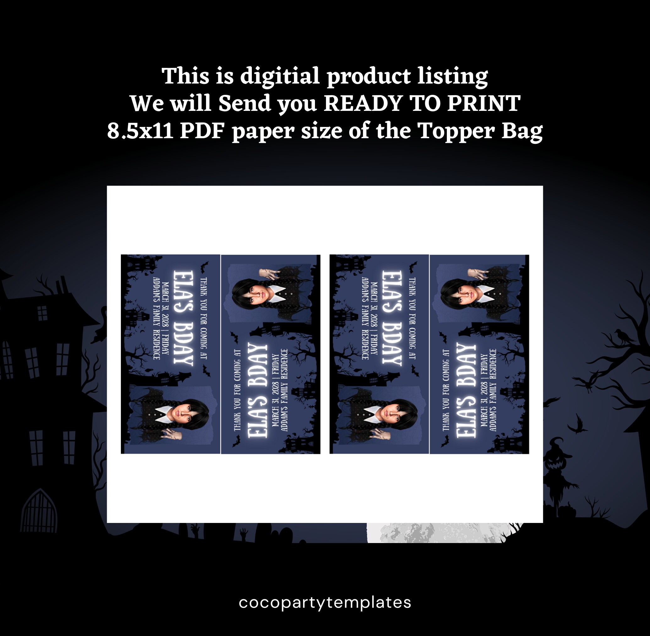 Printable Wednesday Addams Topper Bags Wednesday Cookie Bag - Etsy