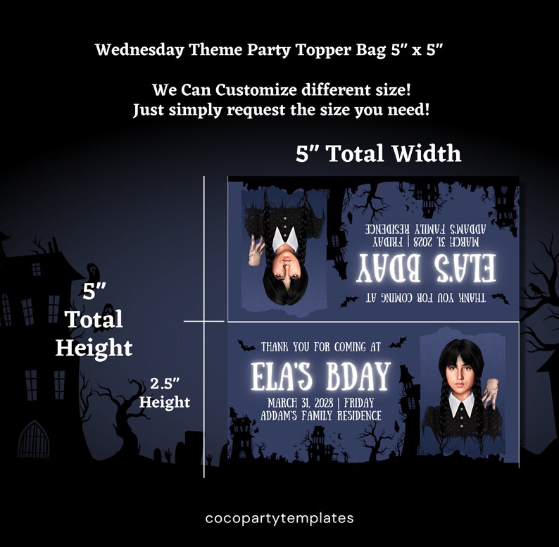 Printable Wednesday Addams Topper Bags, Wednesday Cookie Bag, Wednesday ...