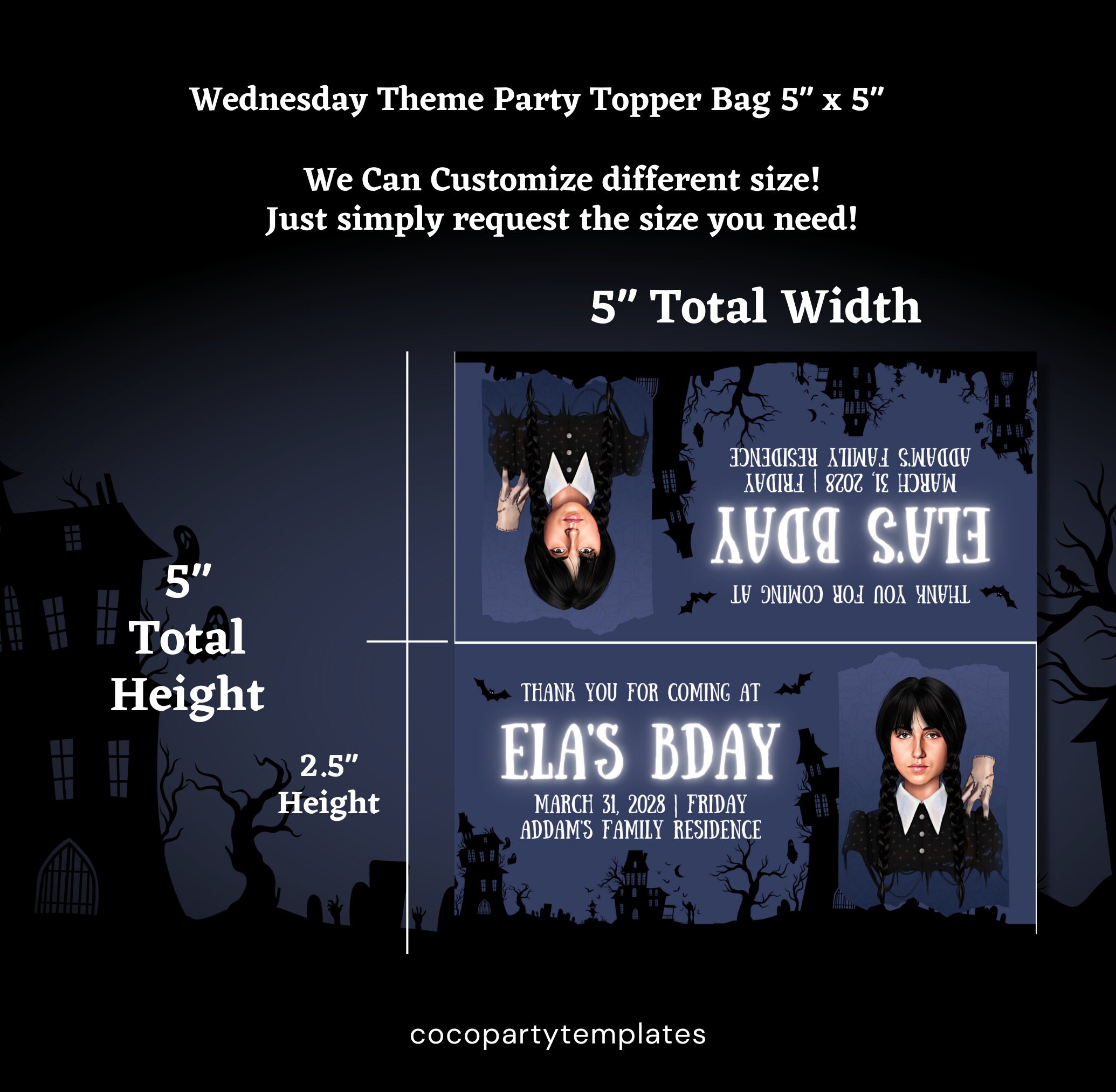 Printable Wednesday Addams Topper Bags, Wednesday Cookie Bag, Wednesday ...