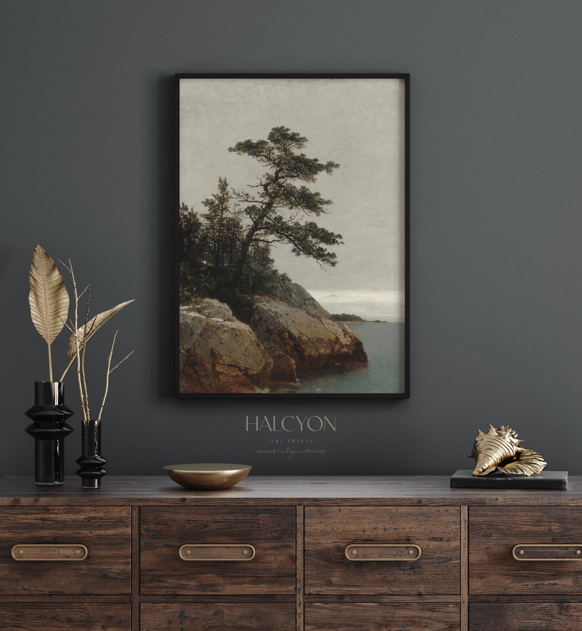 Rustic Coastal Landscape Print PRINTABLE Landscape Art Print Antique ...