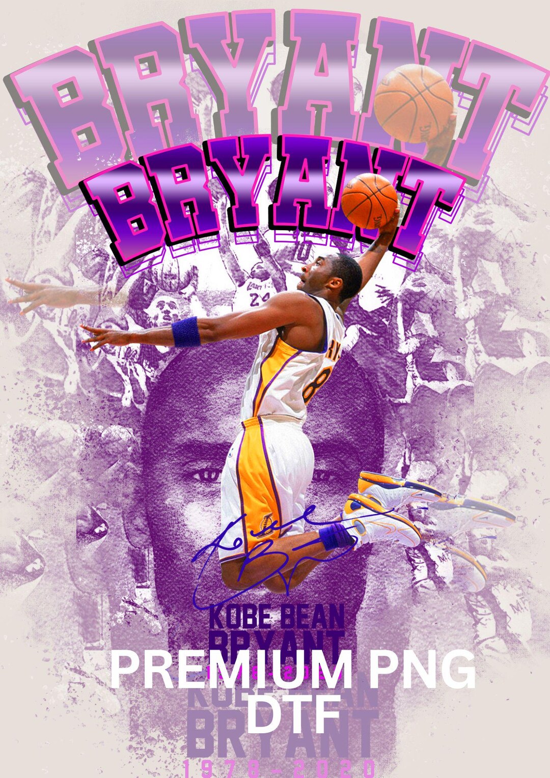Kobe Bryant NBA Legend, High-resolution PNG DTF (digital Download) - Etsy