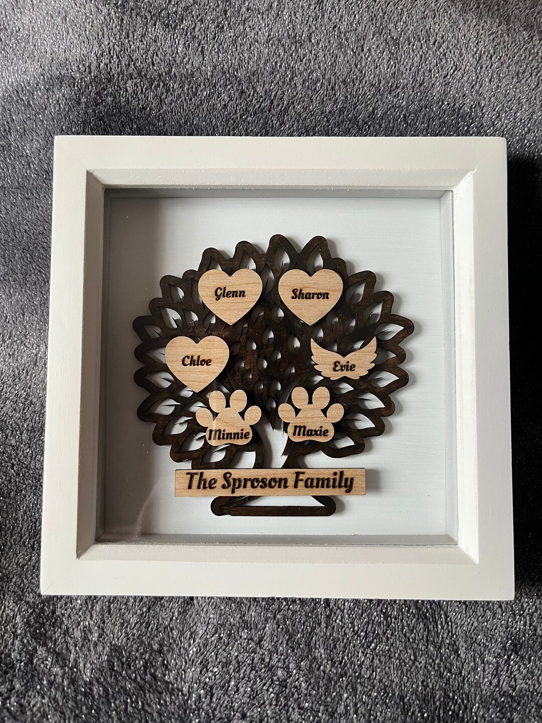 Personalised Family Tree Shadow Box Frame, Personalised Gift - Etsy