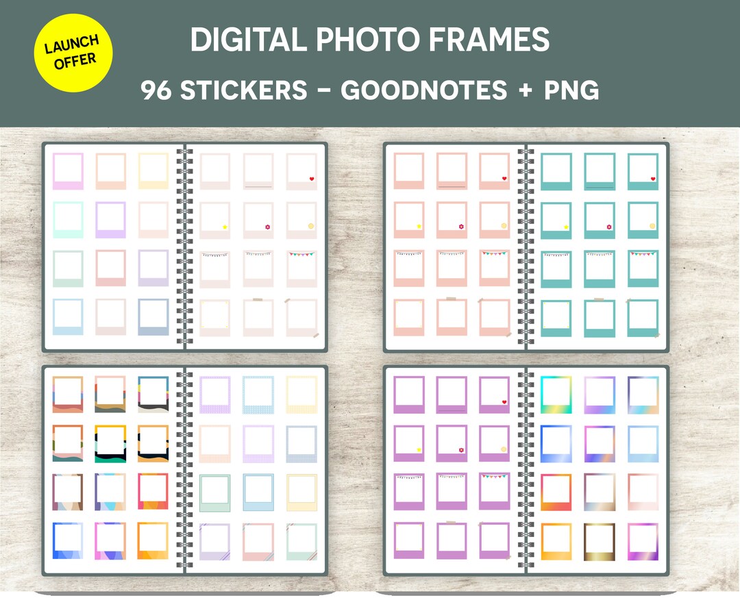 Photo Frames Digital Stickers, Frame Planner Stickers, Goodnotes ...