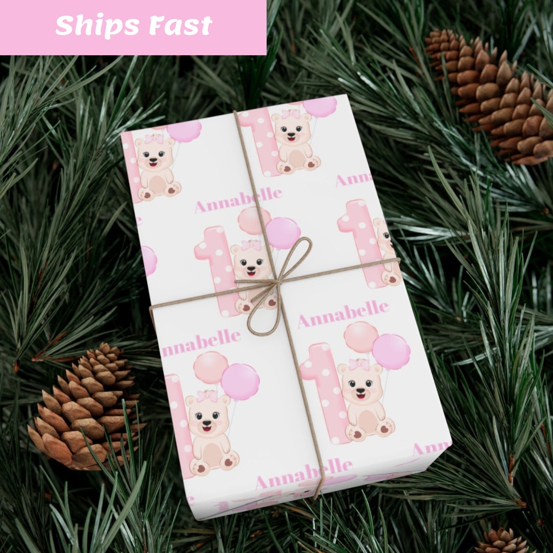 Personalized 1st Birthday Wrapping Paper, Teddy Bear Custom Gift ...