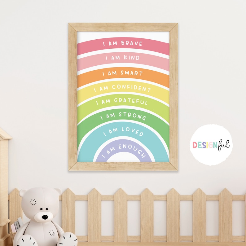 Affirmations for Kids Rainbow Affirmations Print I Am Kind - Etsy