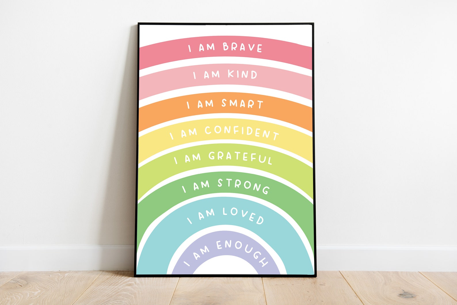 Affirmations for Kids, Rainbow Affirmations Print, I Am Kind Brave ...