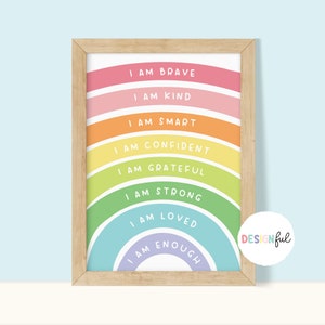 Affirmations for Kids Rainbow Affirmations Print I Am Kind - Etsy
