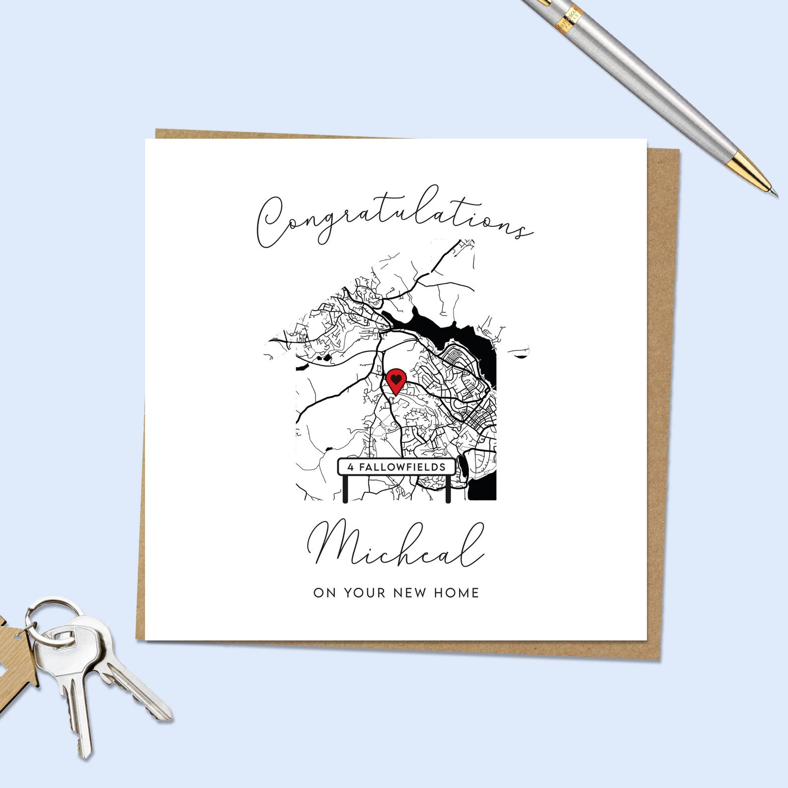 Personalised New Home Card, Map Card, Happy New Home Card ...