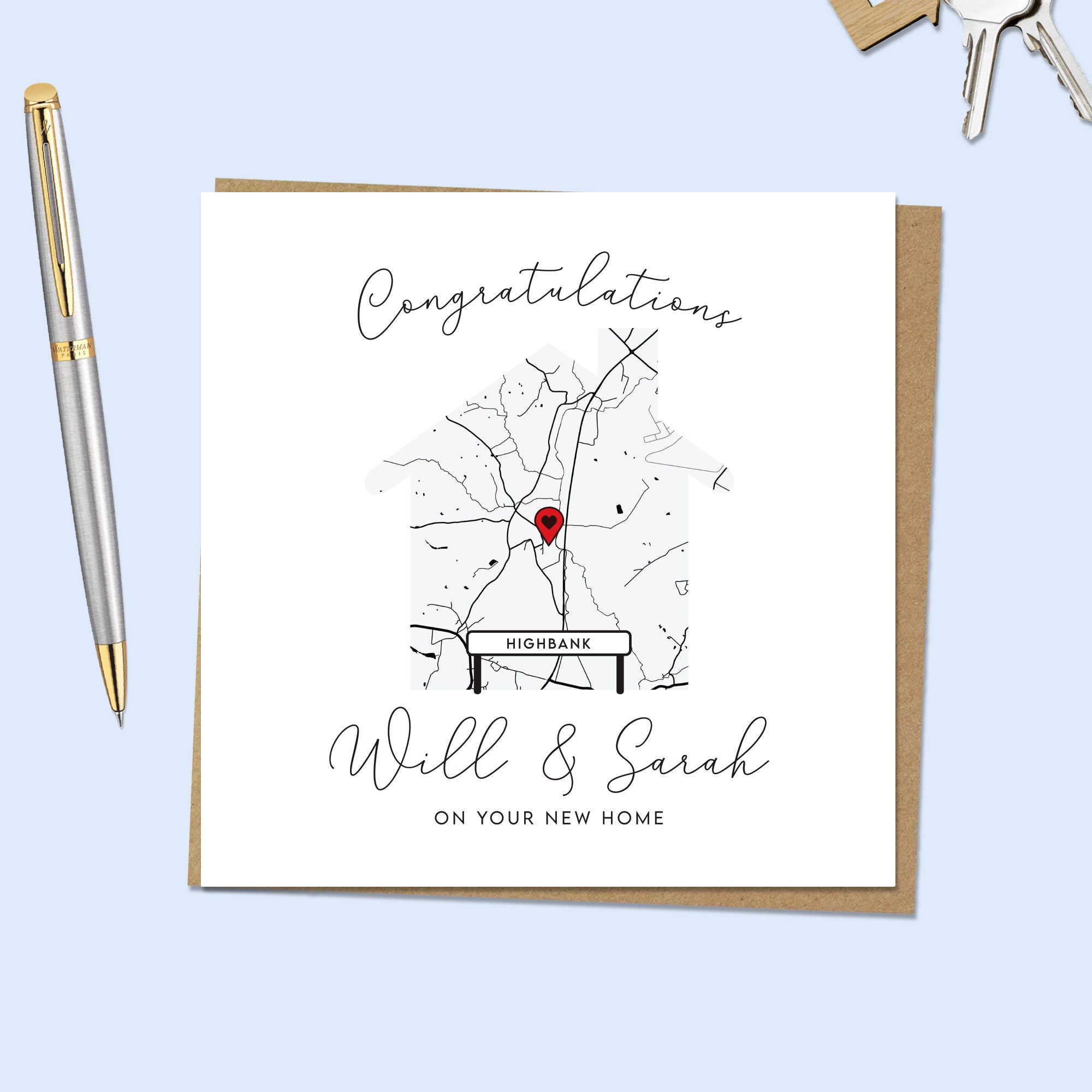 Personalised New Home Card, Map Card, Happy New Home Card ...