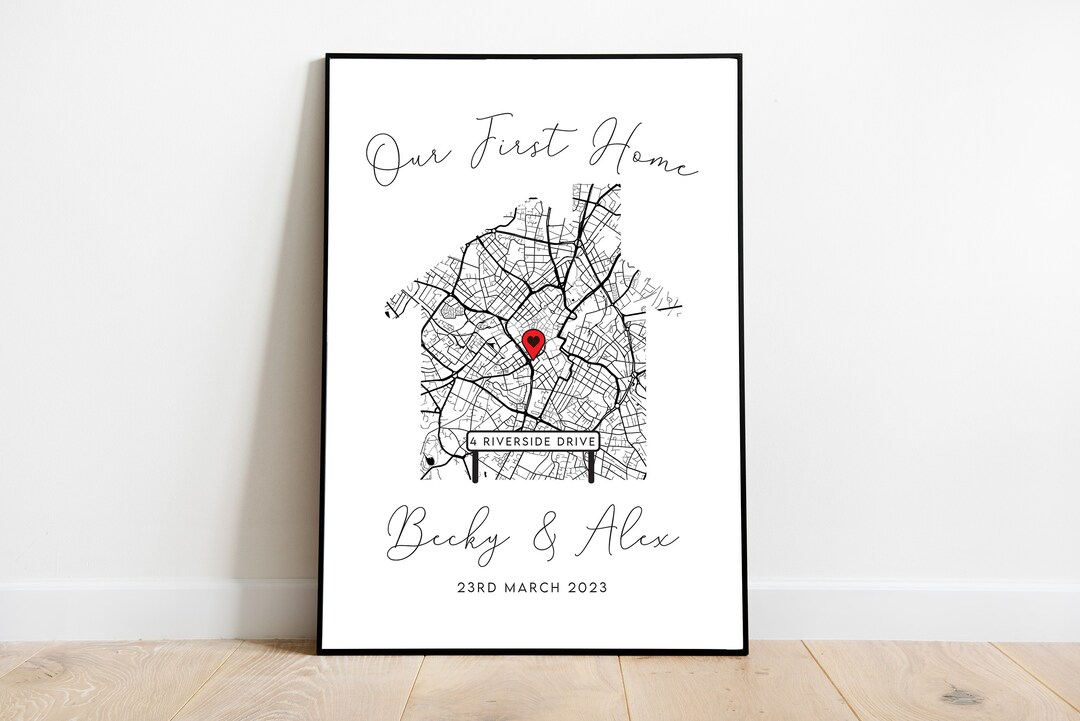 Personalised Our First Home Print, Map Print, Happy New Home Print ...