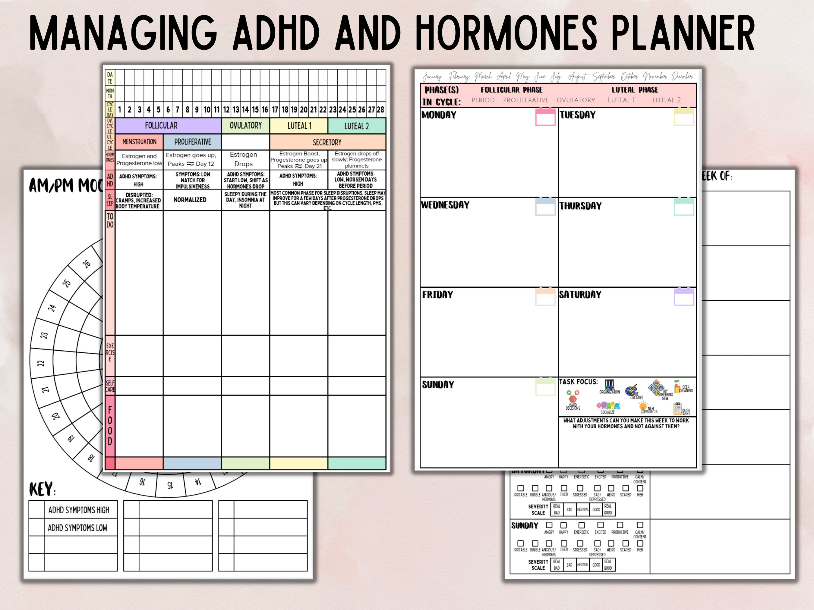 ADHD Planner Printable | Cycle Tracking Calendar | Using Hormones to ...