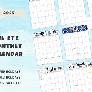 2024-2025 Jewish Calendar Evil Eye Printable | Evil Eye Printable ...