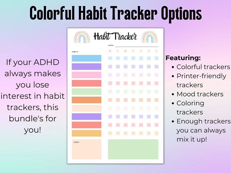 ADHD Habit Tracker Bundle | Printable Habit Trackers | 50+ Page Bundle ...