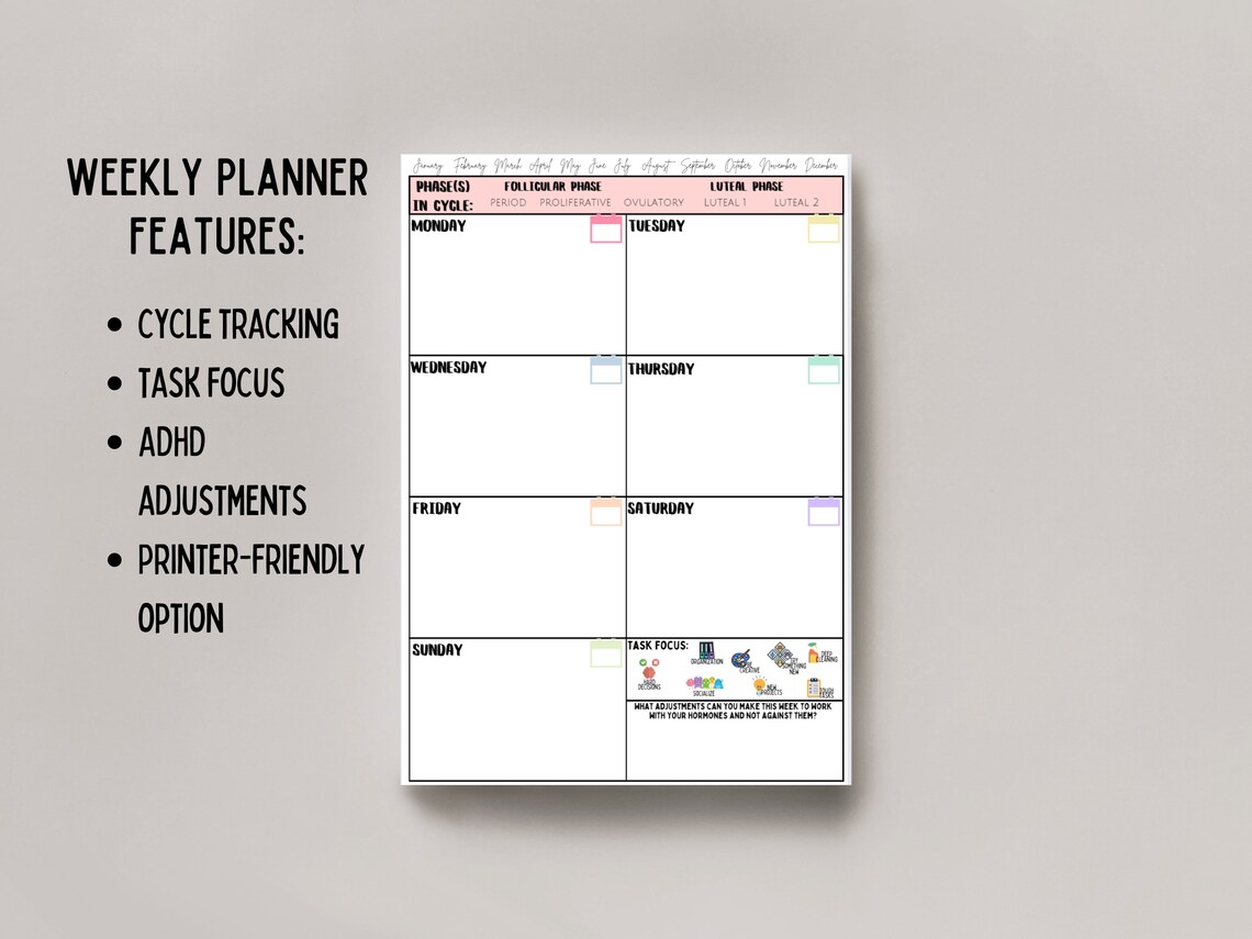 ADHD Planner Printable | Cycle Tracking Calendar | Using Hormones to ...