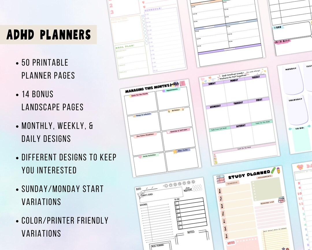 2025 Calendar ADHD Planner Bundle | ADHD Calendar | ADHD Planner Bundle ...