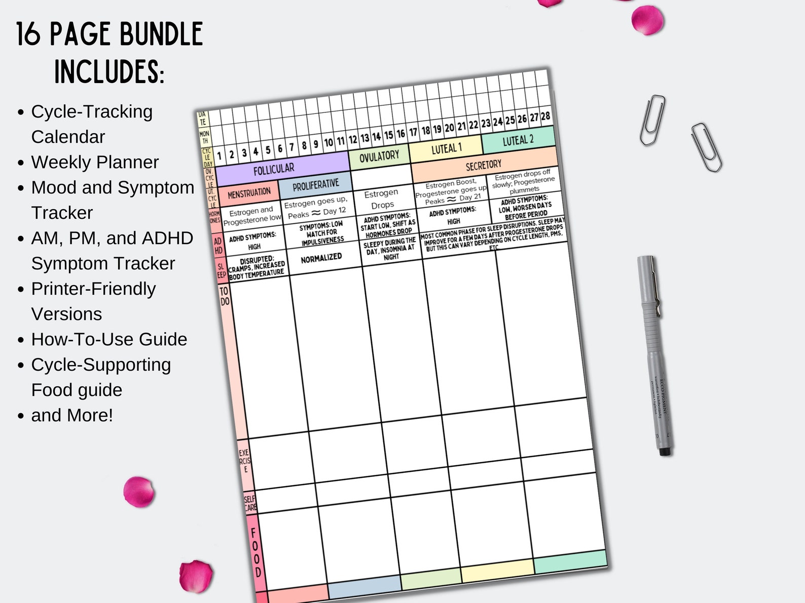 ADHD Planner Printable | Cycle Tracking Calendar | Using Hormones to ...
