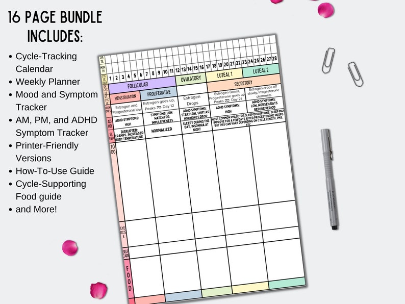 ADHD Planner Printable | Cycle Tracking Calendar | Using Hormones to ...