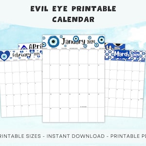 2024-2025 Jewish Calendar Evil Eye Printable | Evil Eye Printable ...