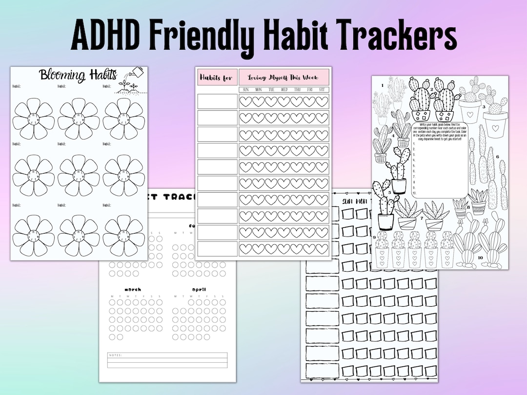 ADHD Habit Tracker Bundle | Printable Habit Trackers | 50+ Page Bundle ...