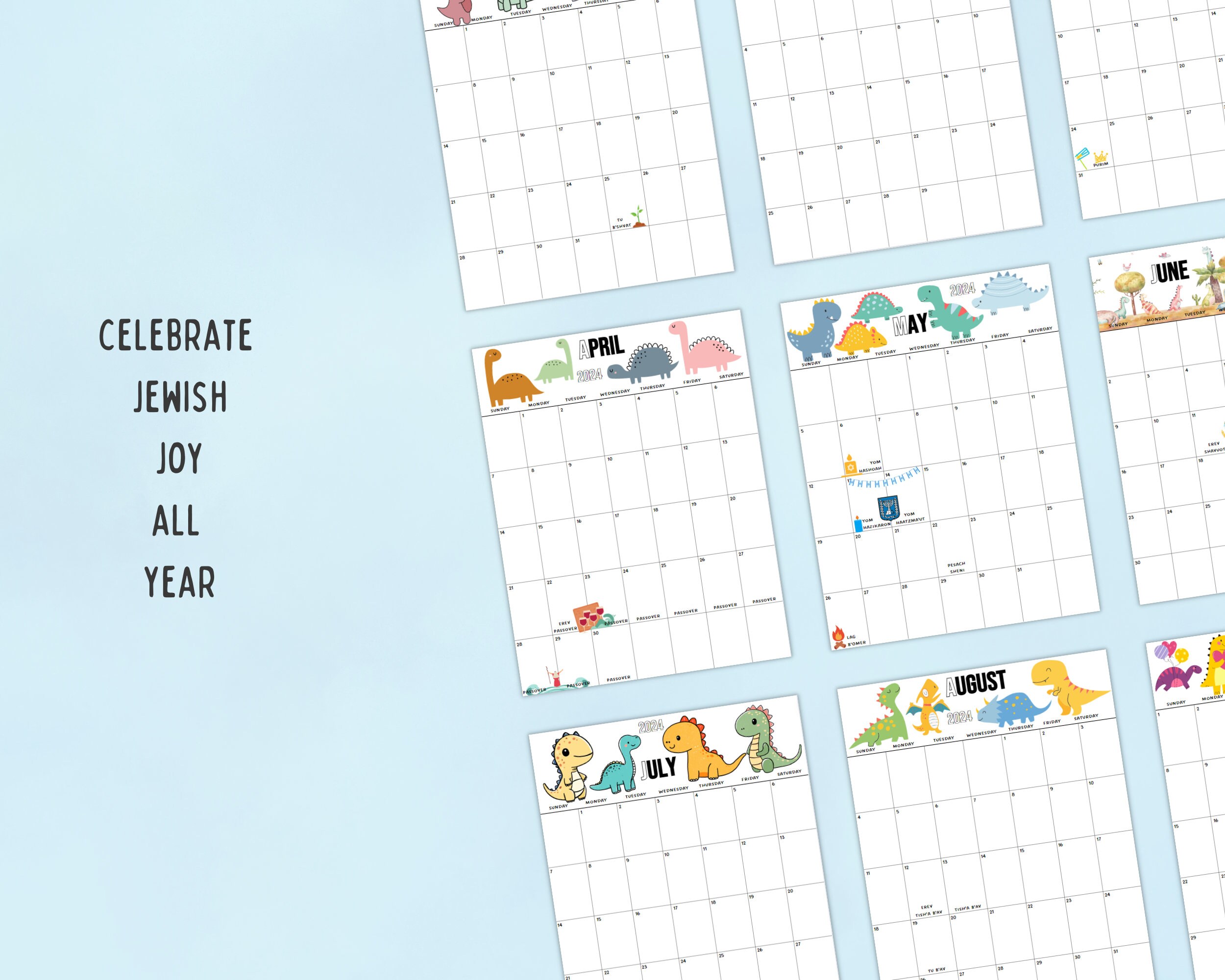 Dinosaur Calendar | Printable 2024 Calendar | Cute Dinosaur Calendar ...