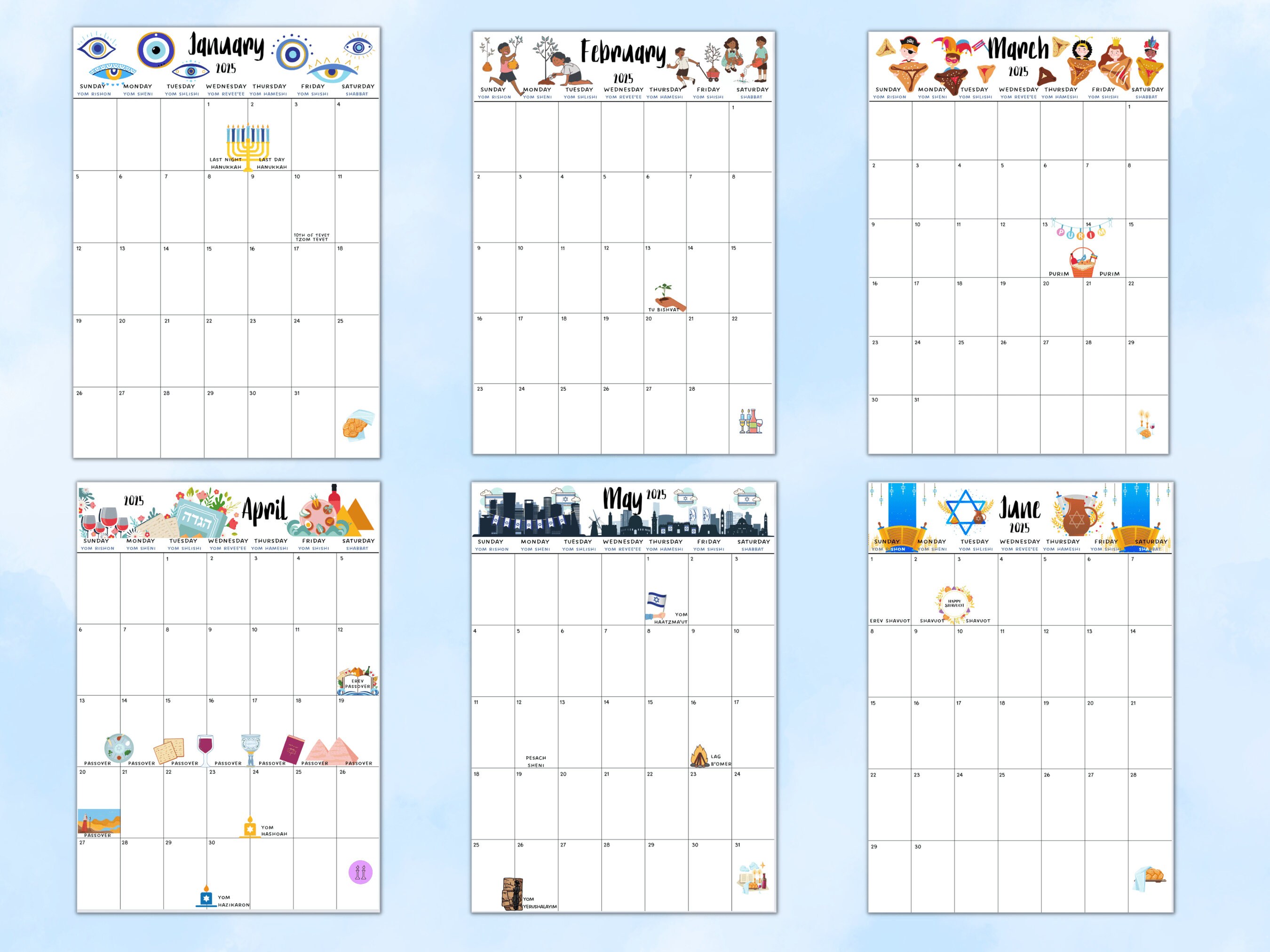 2024 2025 Monthly Calendar Bundle With Jewish &israeli Holidays ...