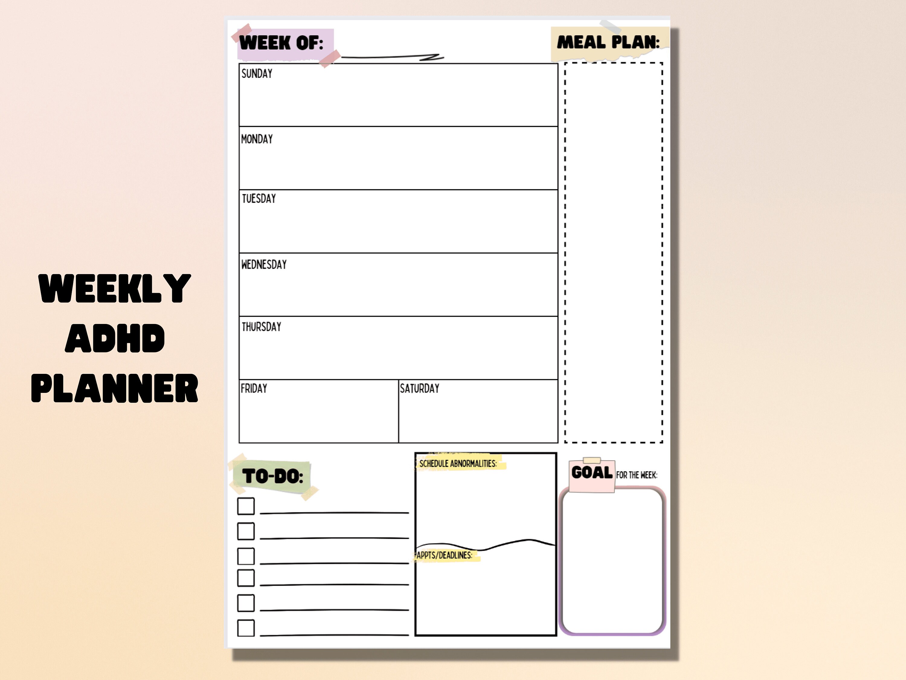 2023 ADHD Planner Printable ADHD Planner Print DWM Bundle 2023 ...